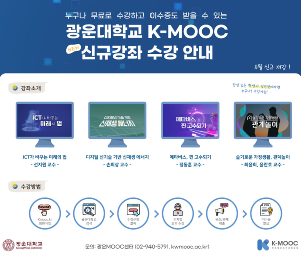 우리 학교, 4차산업 인재양성을 위한 K-MOOC(한국형 온라인 공개강좌) 강좌 개설